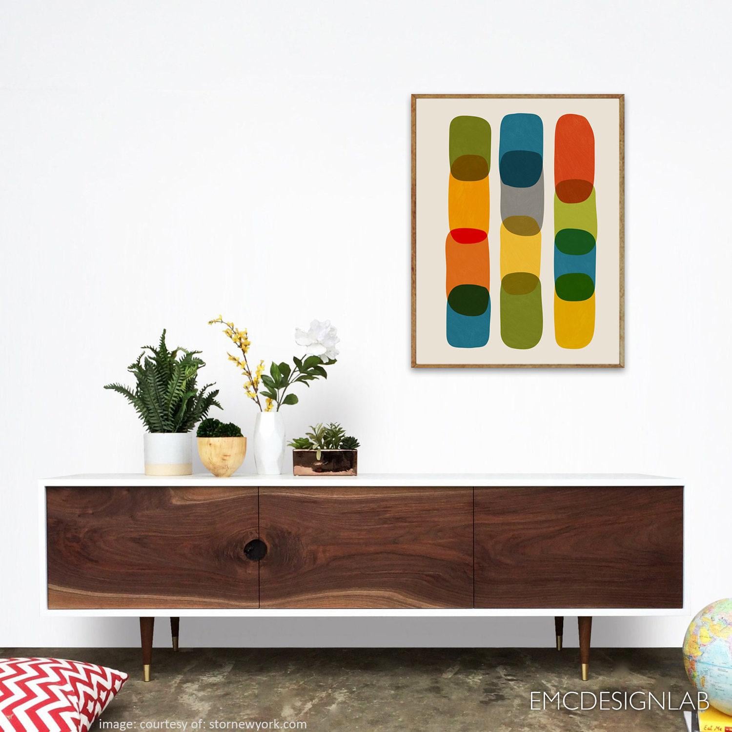 MCM Colorful Print, Original Wall Art Modern Abstract, Modern Wall Art ...