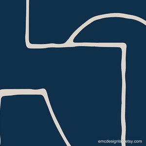 Navy Blue Line Art Print Minimalist Wall Art Decor - Etsy