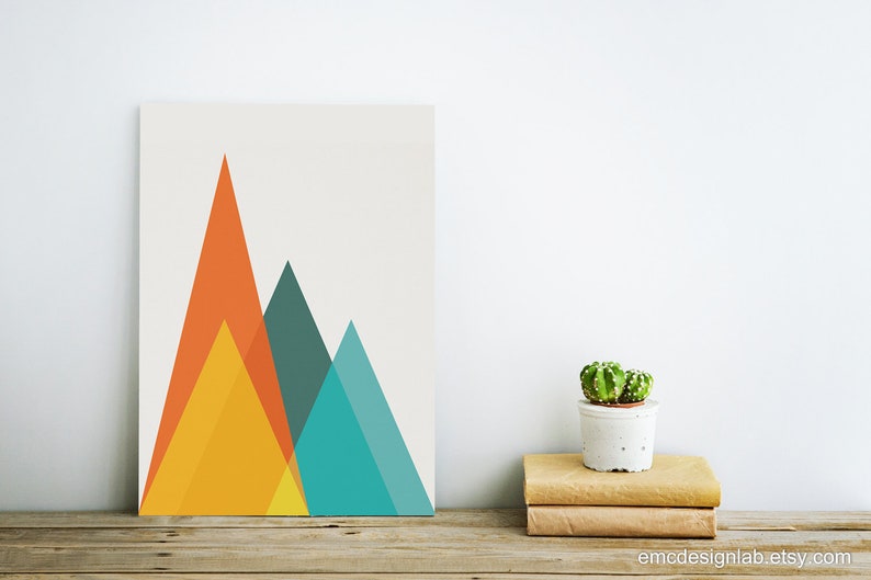 Abstract Scandinavian Wall Art Triangles Wall Art Colorful - Etsy