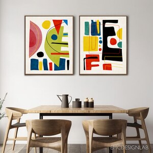 Colorful Bold Abstract Art Set of 2 Print Unique Painting Canvas Wall ...