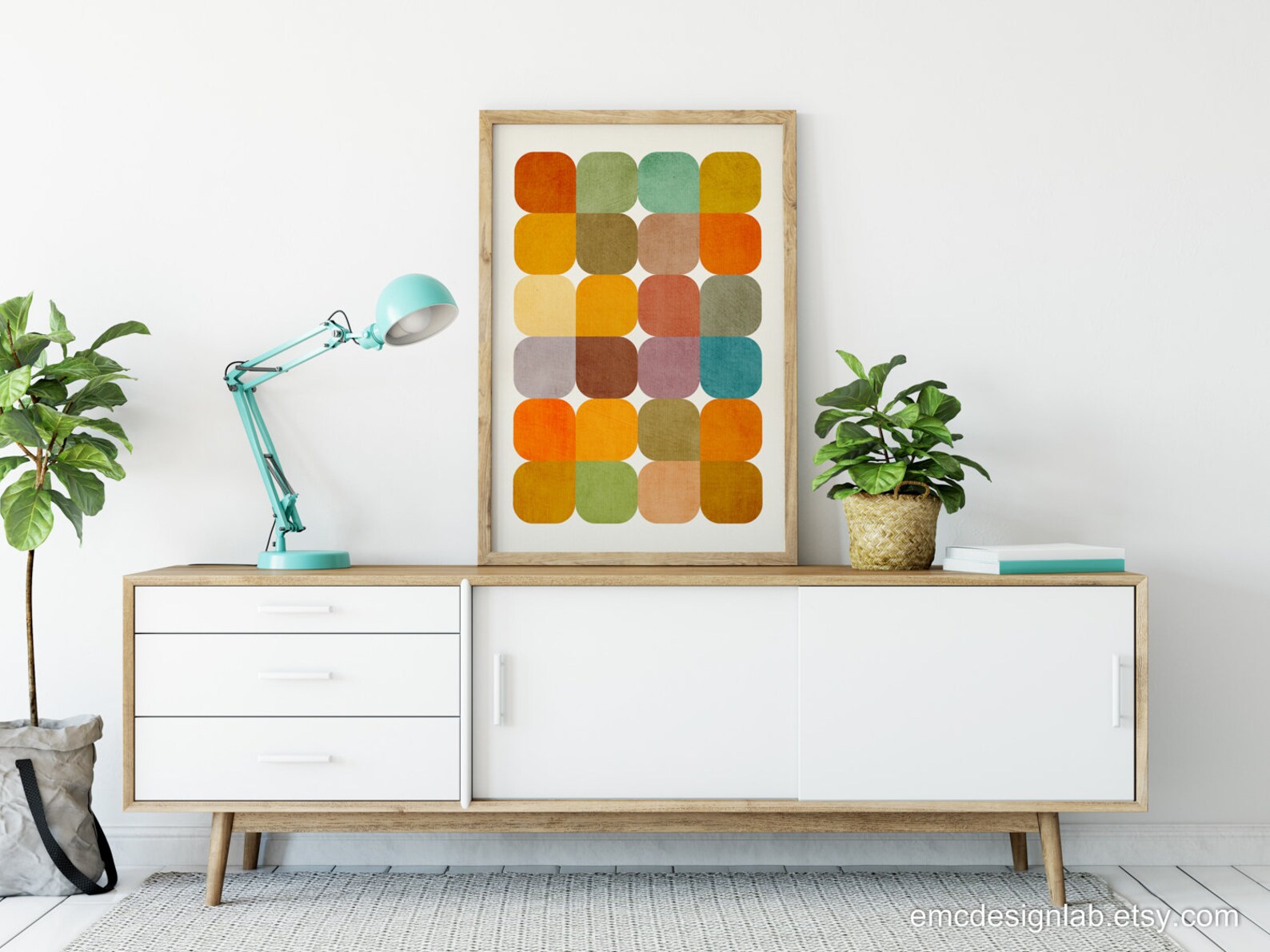 Colorful Modern Wall Art Original Abstract MCM Print Warm - Etsy