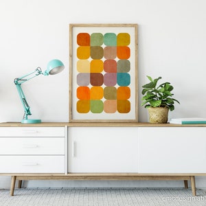 Colorful Modern Wall Art, Original Abstract MCM Print, Warm Colors Mid ...