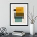 Abstract Teal Gray Yellow Wall Art, Mustard Light Teal Black Stripes ...