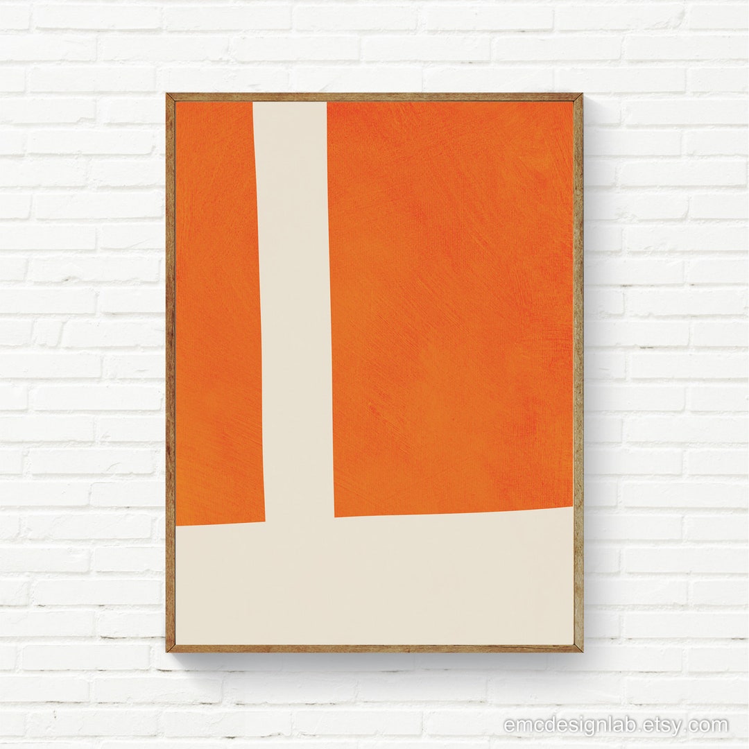 Orange Minimalist Modern Wall Art / Bright Orange Art Print / Burnt ...