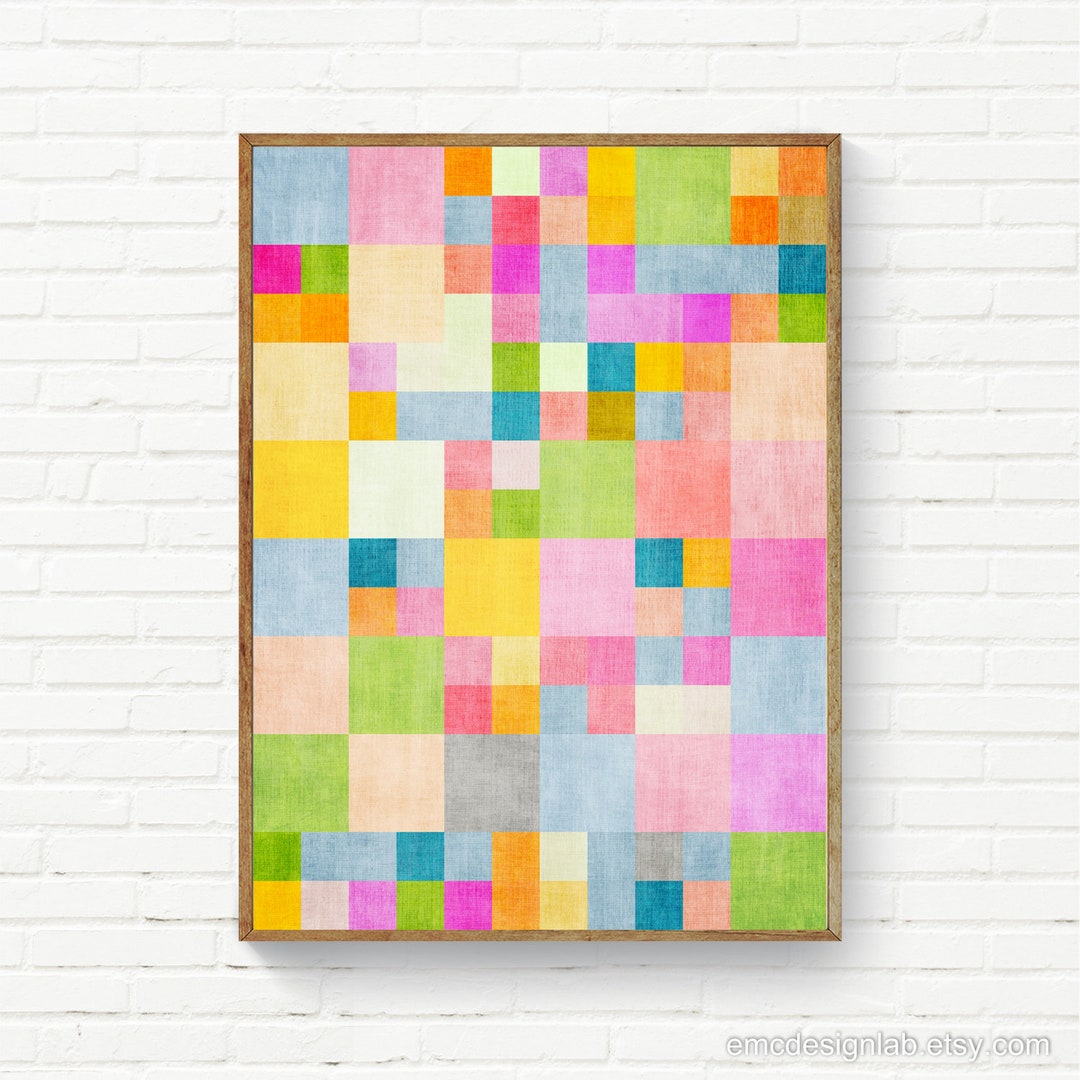 Modern Colorful Pastel Tones Wall Art, Nursery Vibrant Art Print ...