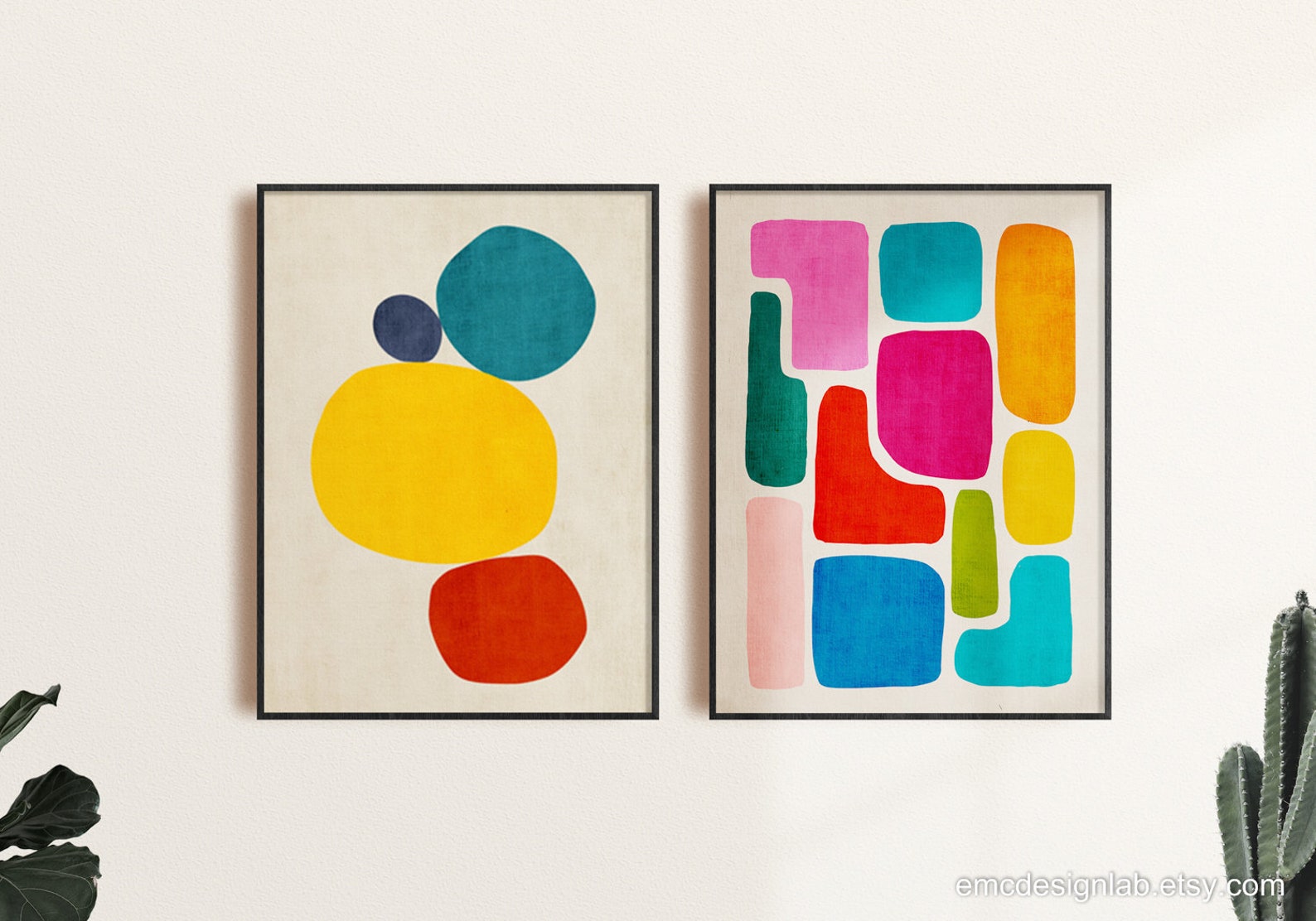Set of 2 Vibrant Colors Wall Art Set of 2 Colorful Prints - Etsy