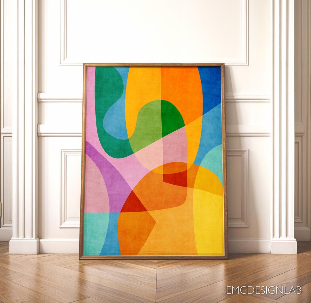 Vivid Abstract Rounded Shapes Artwork: Contemporary Colorful Original ...