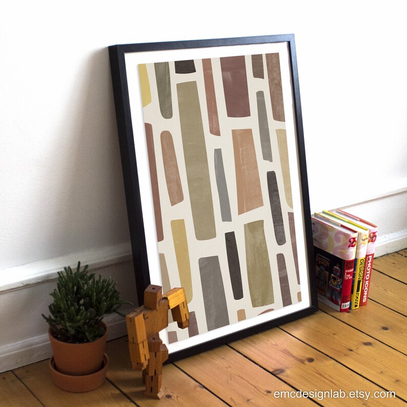 Rectangular Abstract Wall Art Rectangular Organic Shapes | Etsy