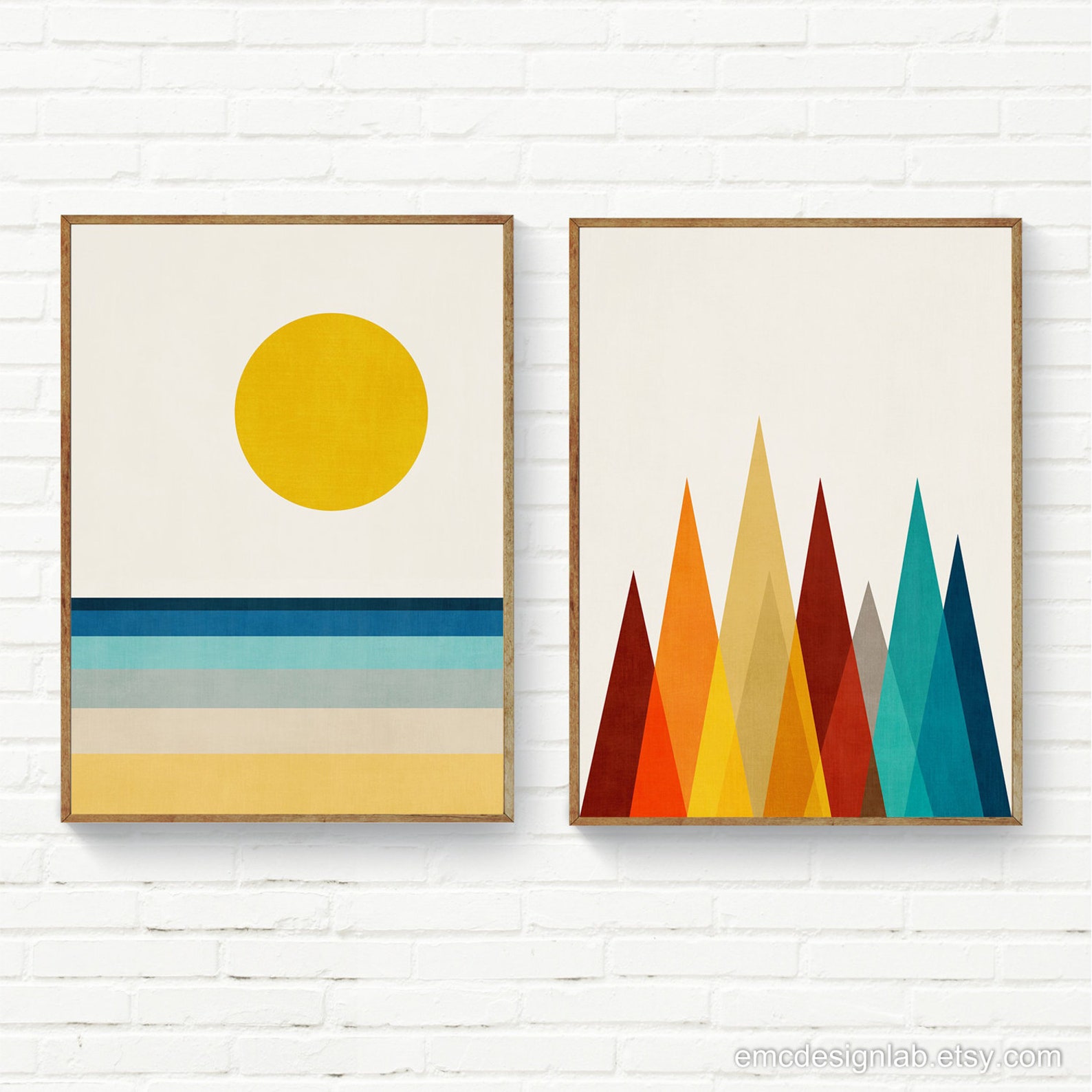 Yellow Sun & Sea Abstract Landscape, Minimalist Print, Minimalism ...