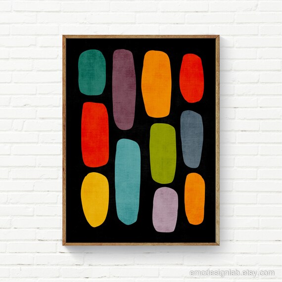 Black Bold & Colorful Wall Art Original Modern Colorful | Etsy