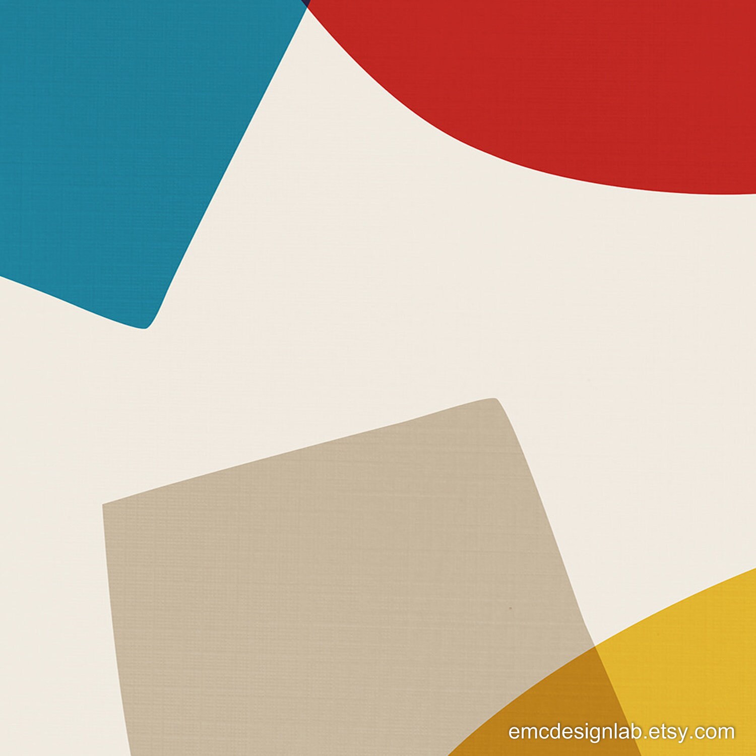 Set of 3 Abstract Contemporary Art Beige Red Blue Yellow | Etsy