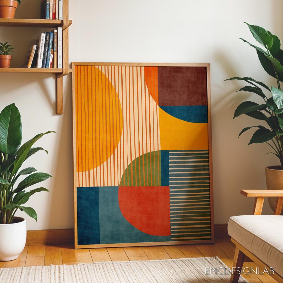 Mid-century Modern Abstract Geometric Print Colorful MCM Decor - Etsy