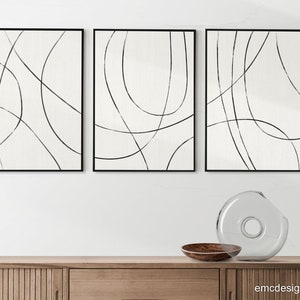 Minimalist Line Art Wall Art Set of 3, Black & White Minimal Print Set ...