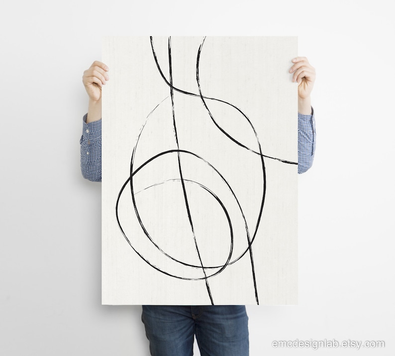 Abstract Large Size Line Art, Minimalist Printable Line Art, Mid ...