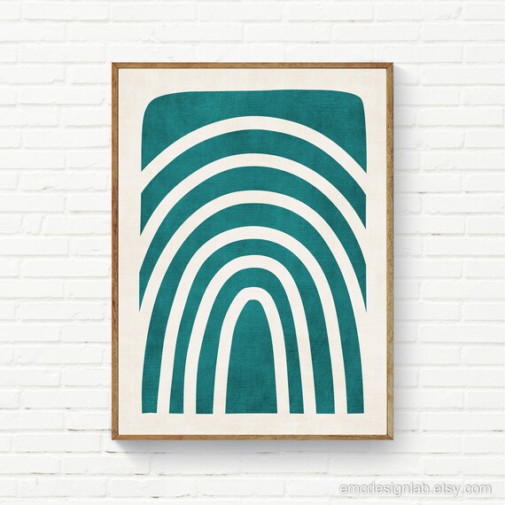 Teal Modern Wall Art Print / Teal Minimalist Poster / Minimal - Etsy