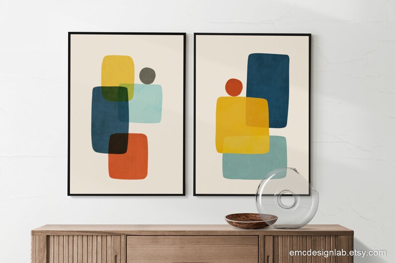 Colorful MCM Wall Art Modern Abstract Print Mid-century - Etsy