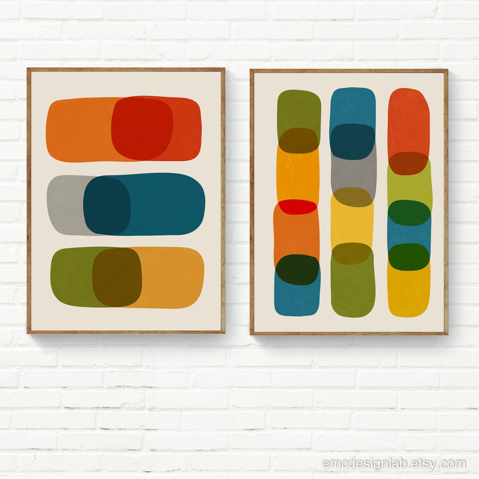 MCM Colorful Print Original Wall Art Modern Abstract Modern - Etsy