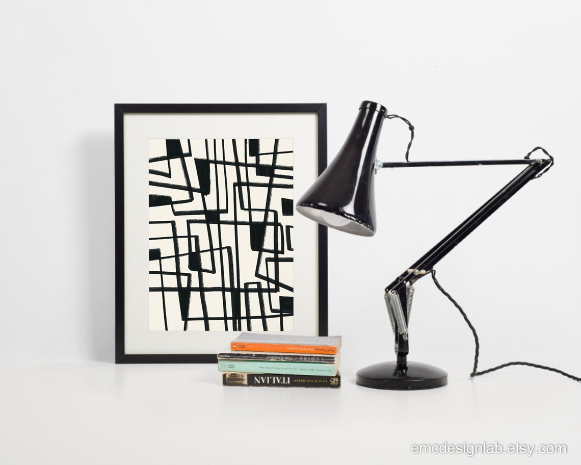 Black & White Line Art Minimalist Wall Art Abstract Lines - Etsy