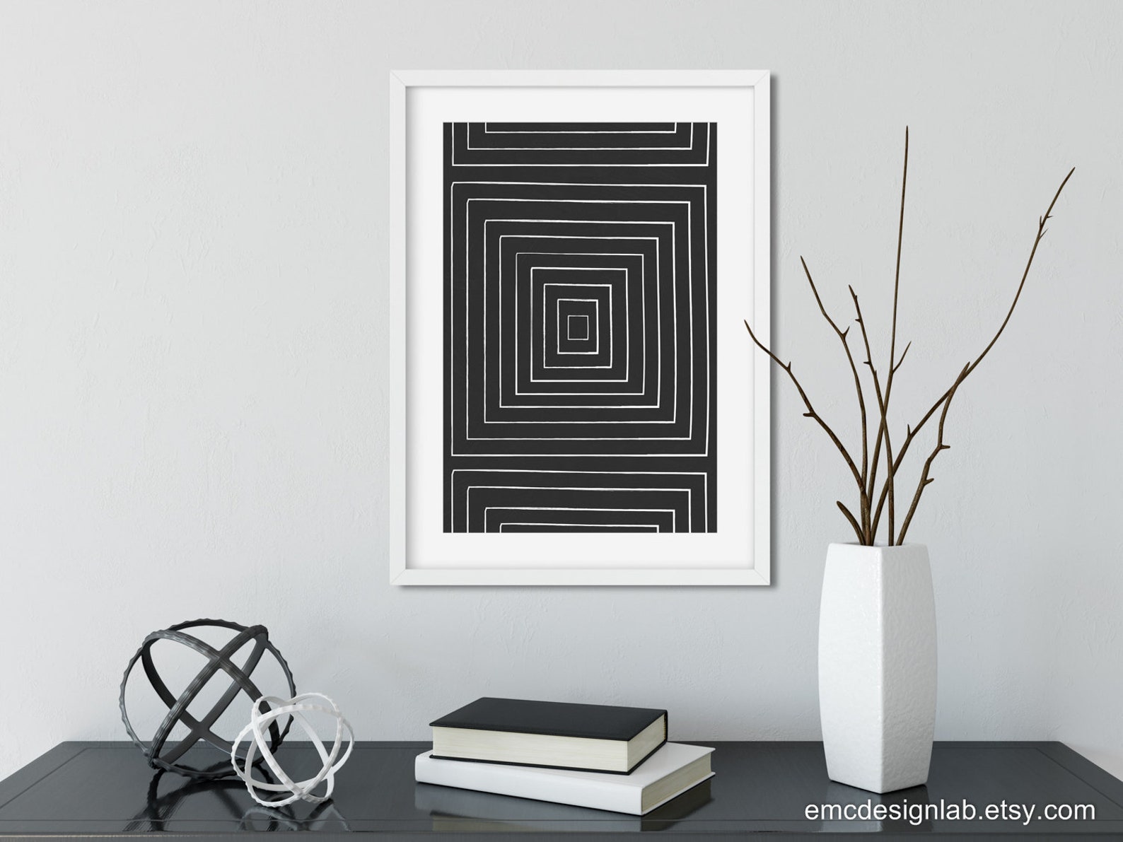 Minimalist Black & White Poster Geometrical Prints Living - Etsy