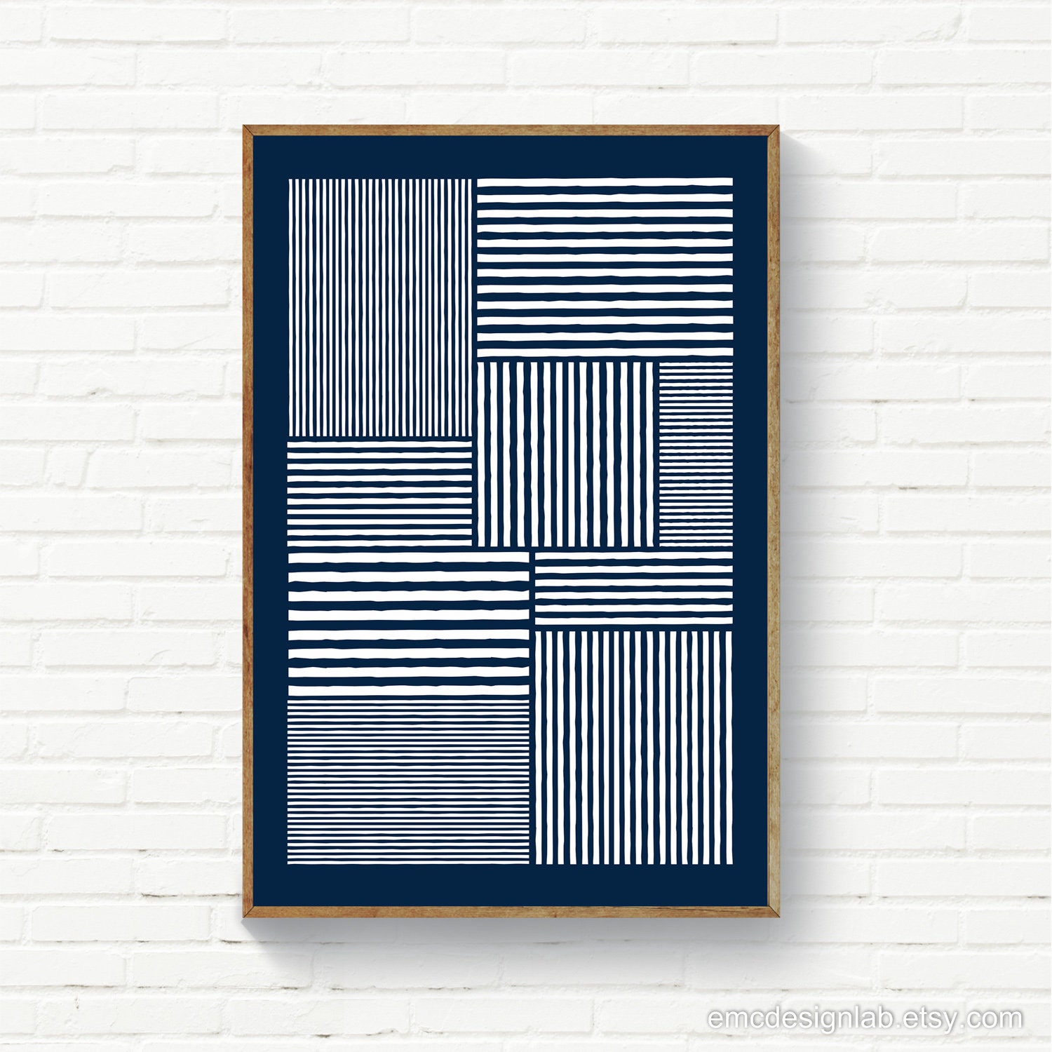 Navy Blue Lines Wall Art White Lines Navy Background | Etsy