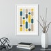 Mid-century Modern Print Modern Wall Art Navy Beige Yellow - Etsy