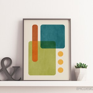 Green Teal Orange Yellow Geometric Print Original Modern Design Wall ...
