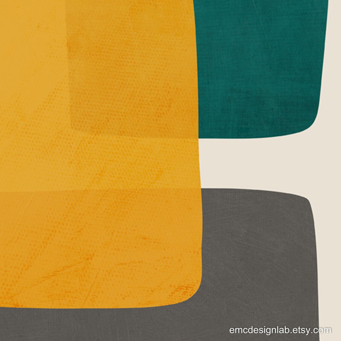 Abstract Wall Art MCM Modern Prints Living Room Teal Mustard - Etsy