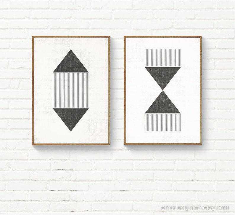 Minimalist Black & White Poster Geometric Black White Wall | Etsy