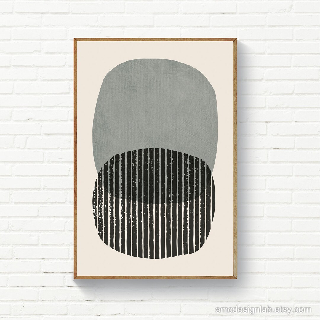 Bold Abstract Gray Wall Decor, Vertical Lines Wall Art, Black Lines ...