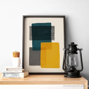 Abstract Shapes Wall Art Mid-century Printable Art Yellow - Etsy