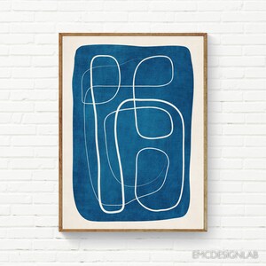 Deep Blue Line Art Print Minimalist Exclusive Wall Art Canvas Available ...
