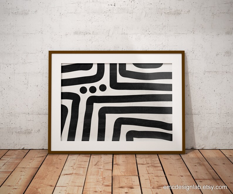 Black & White Bold Lines Wall Art Modern Wall Art | Etsy