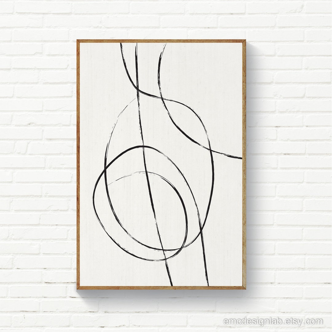 Abstract Large Size Line Art, Minimalist Printable Line Art, Mid ...