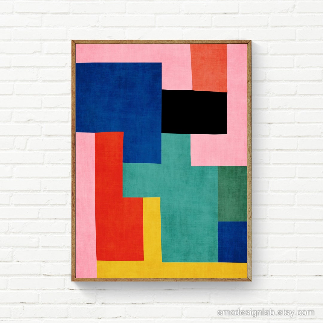 Modern Colorful Geometric Artwork / Bright Colors Wall Art Print ...