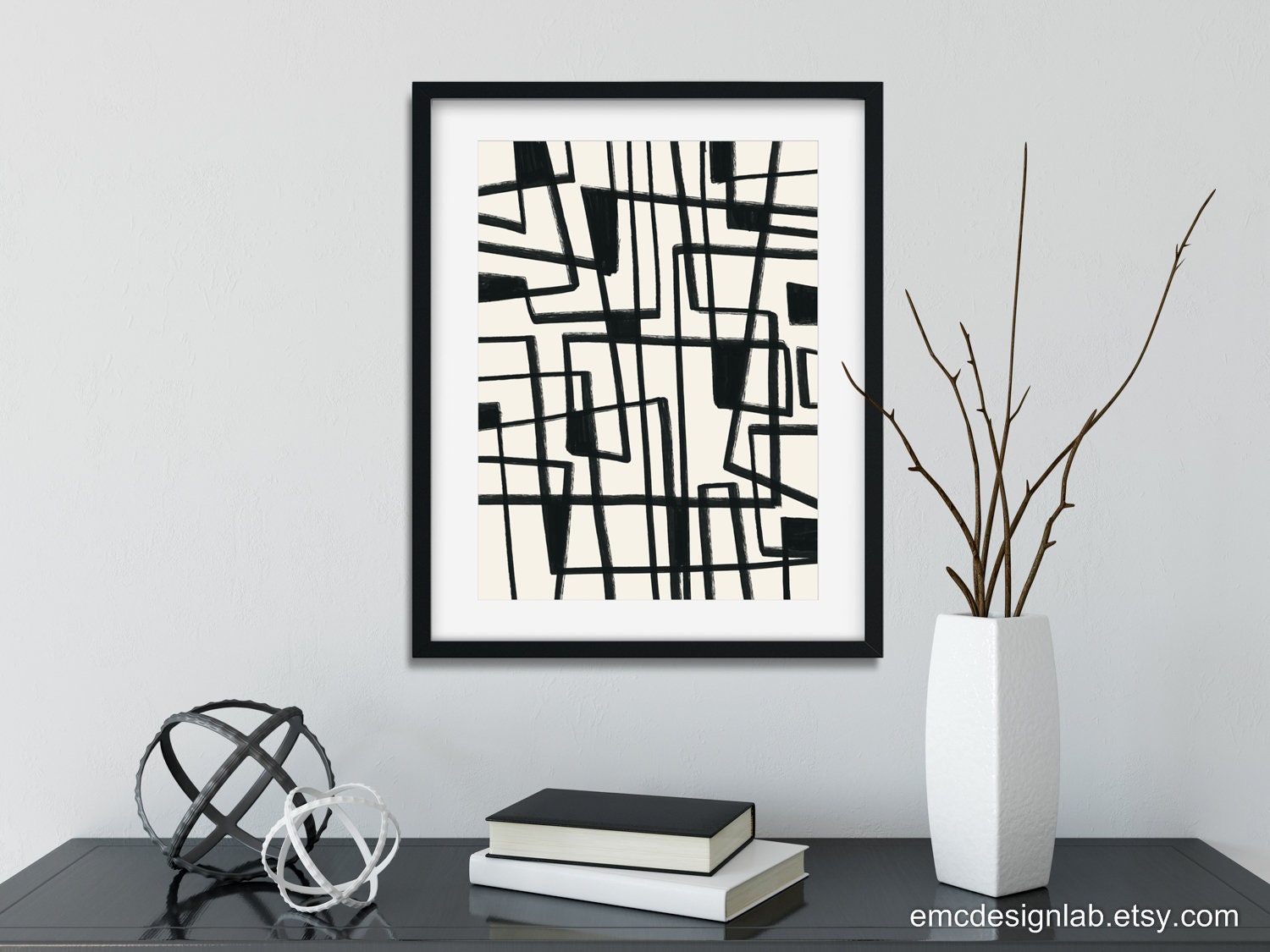 Black & White Line Art Minimalist Wall Art Abstract Lines | Etsy