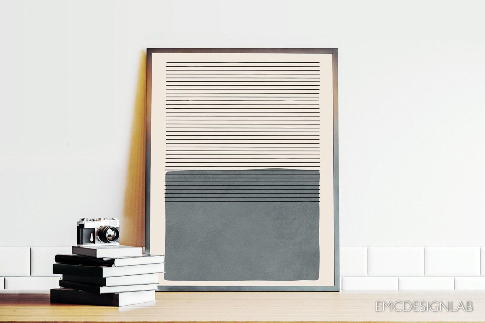 Gray Color Block Wall Art, Minimalist Lines Art Print, Gray Wall Art ...