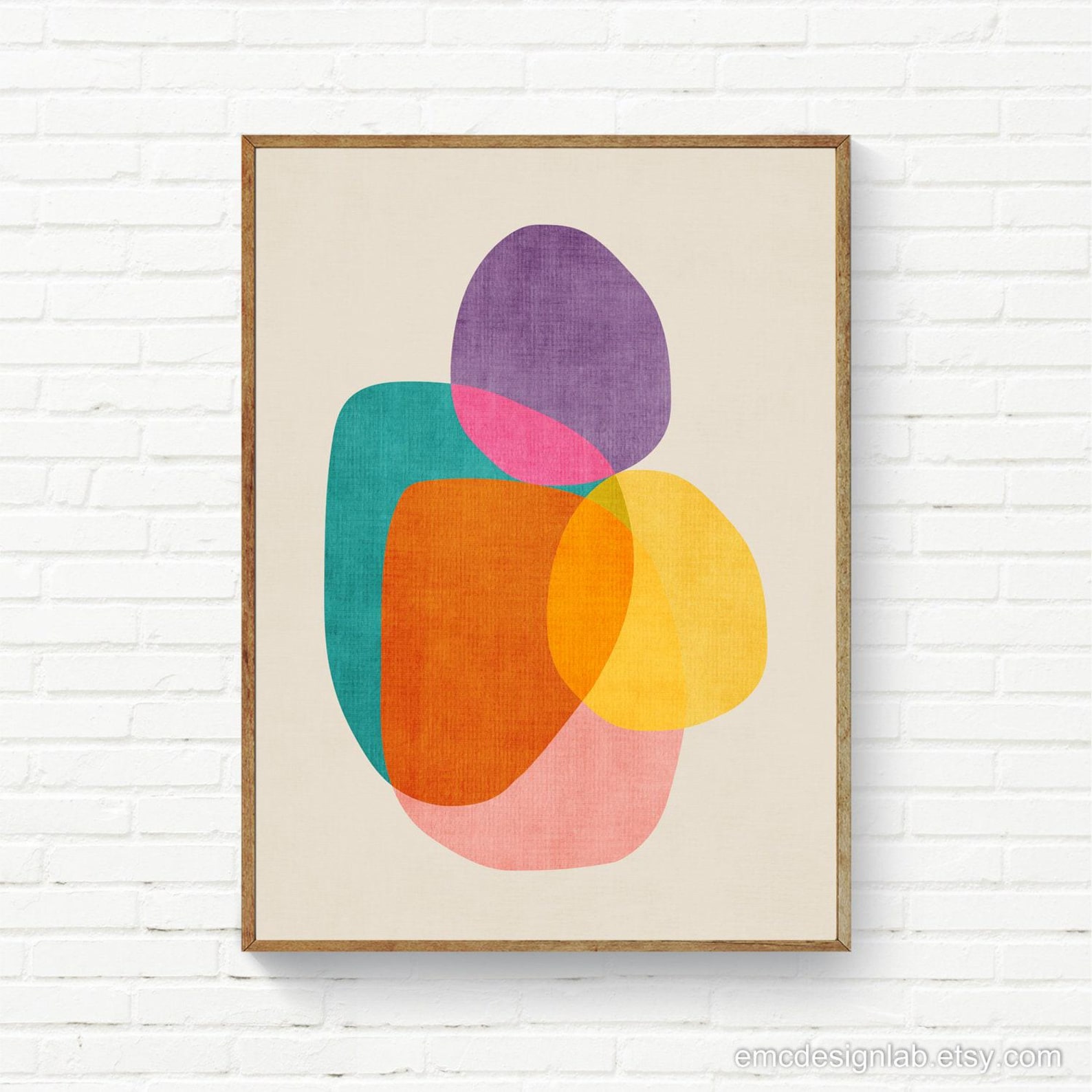 Abstract Rounded Shapes Original Art / Nursery Happy Prints Teal Orange ...