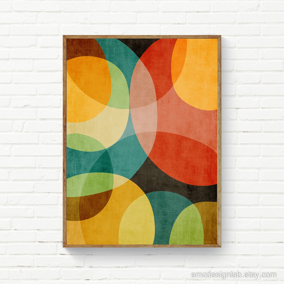 Bold Colorful Original Wall Art, Multicolored Circles Modern Abstract ...
