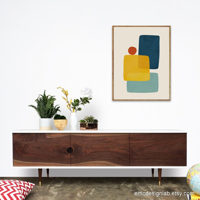 Colorful MCM Wall Art, Modern Abstract Print, Mid-century Colorful ...