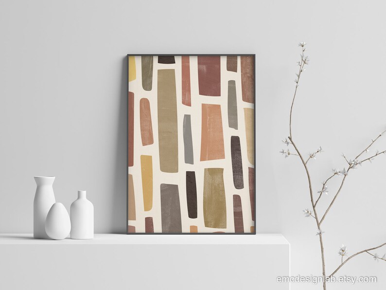 Rectangular Abstract Wall Art Rectangular Organic Shapes | Etsy