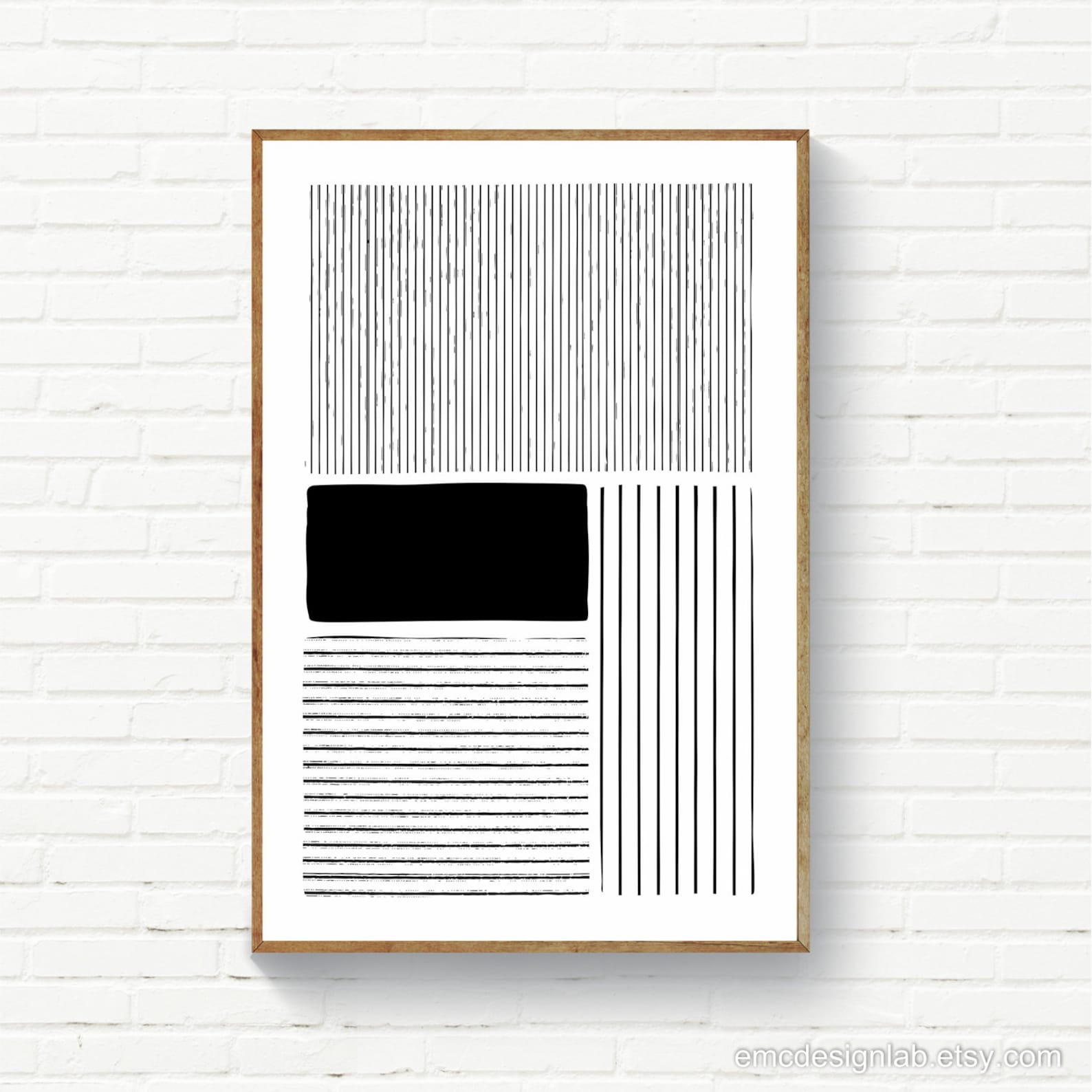 Black Lines Minimalist Wall Art / Abstract Black and White - Etsy