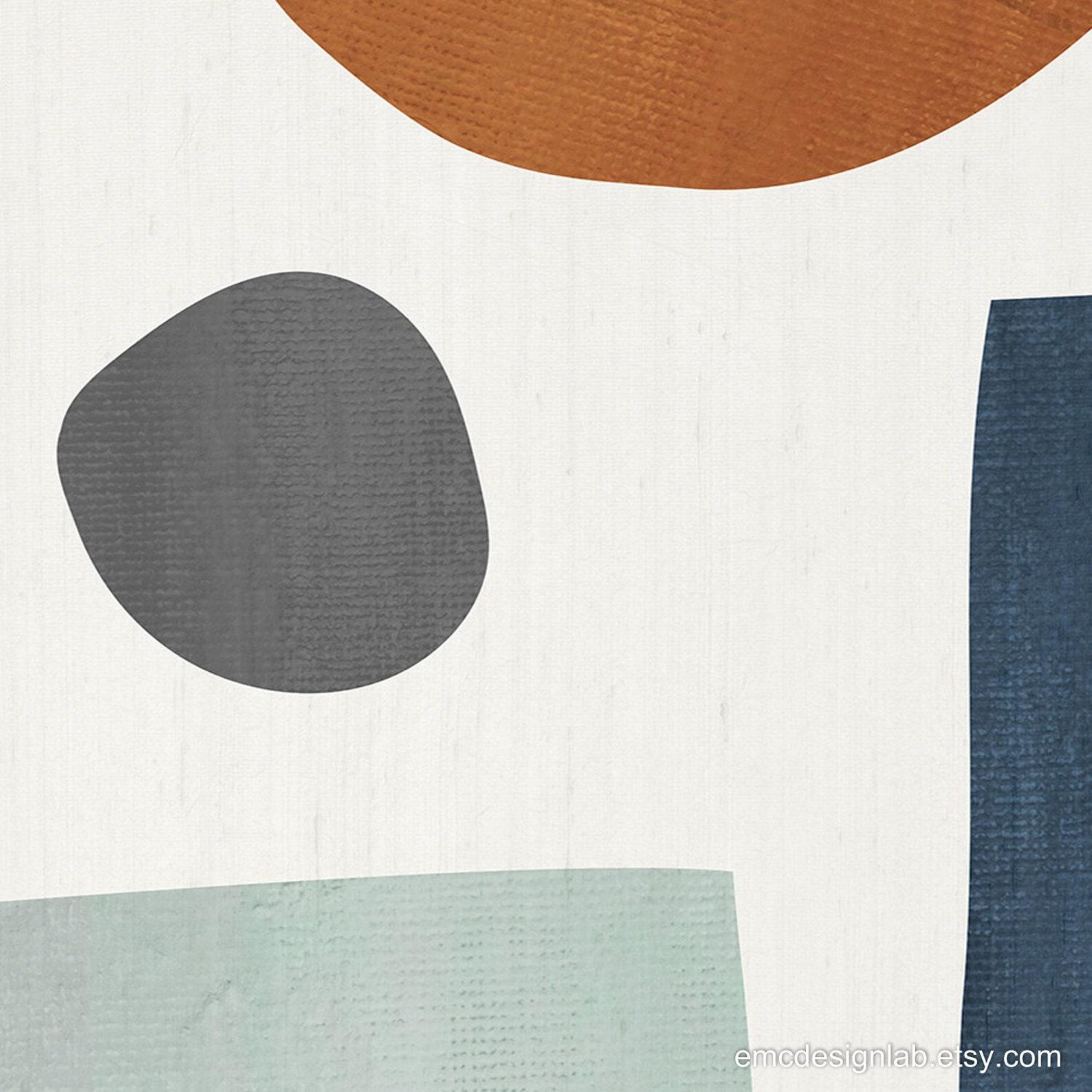 Abstract Wall Art, 24x36 Print, Navy Blue and Rust Orange Wall Art ...