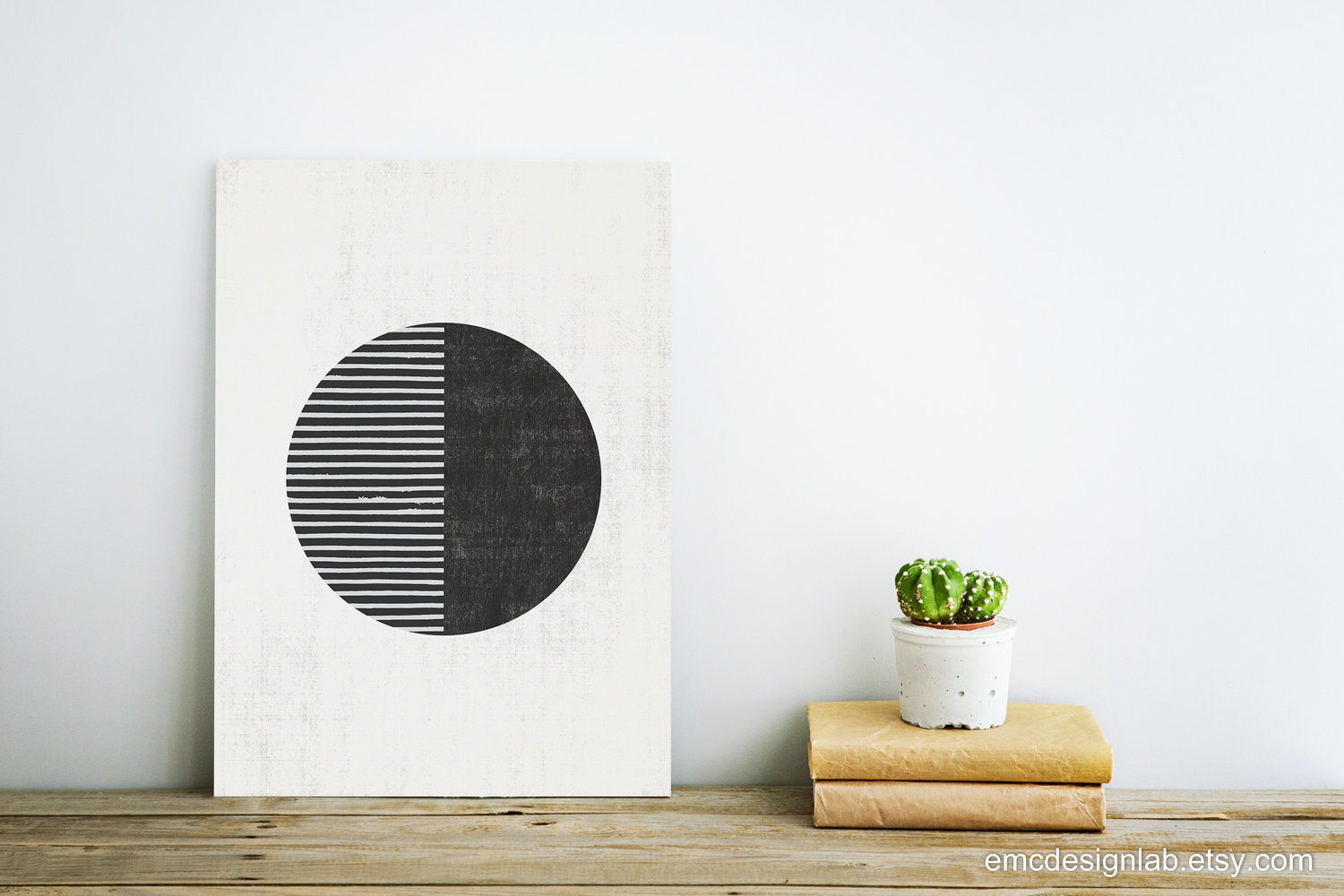 Abstract Minimalist Circle Art Black and White Circle Print | Etsy