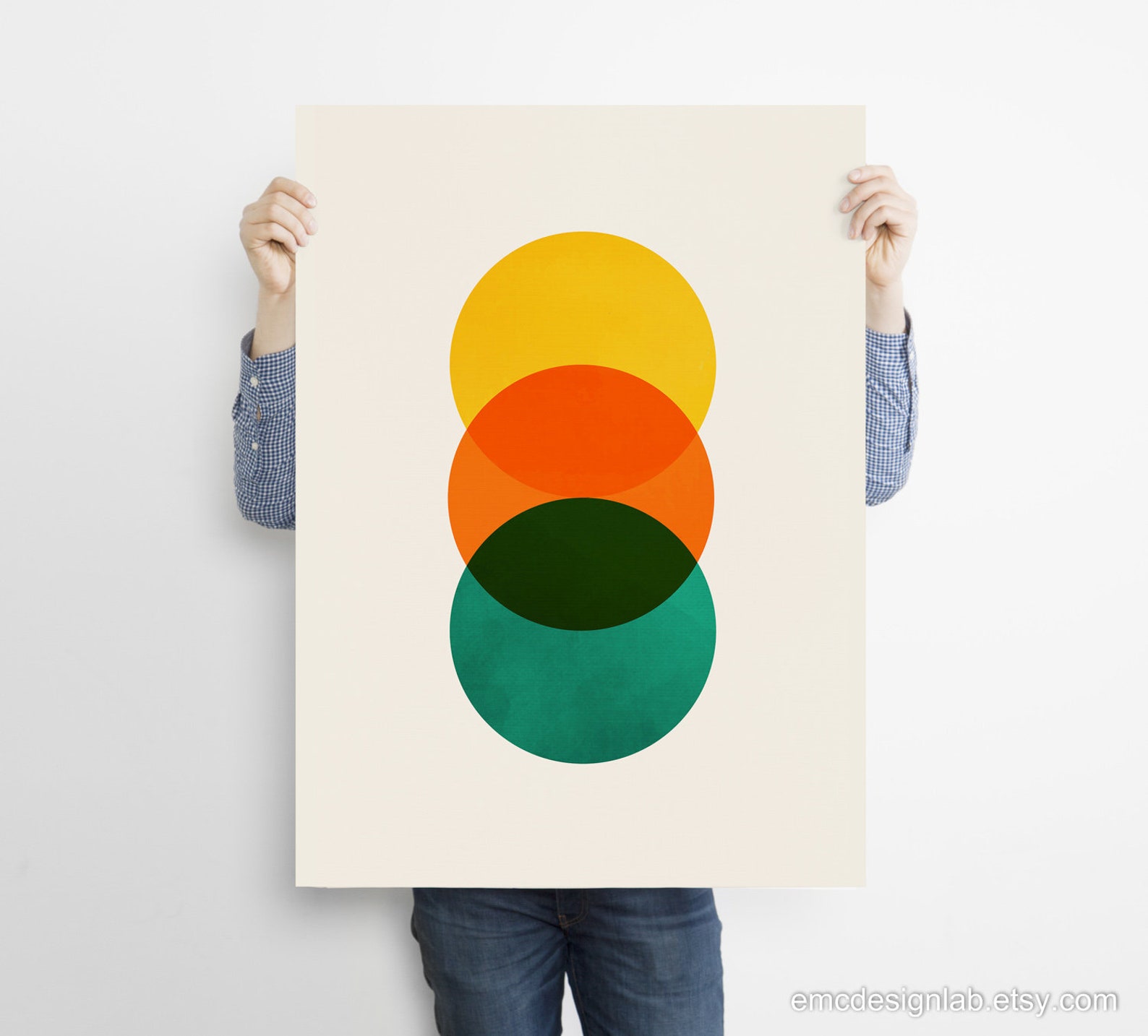 Mid Century Modern Circle Art Scandinavian Circle Art Yellow - Etsy