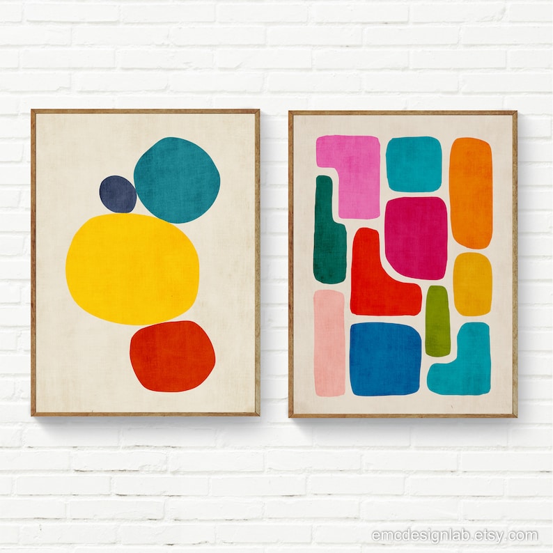 Set of 2 Vibrant Colors Wall Art Set of 2 Colorful Prints - Etsy