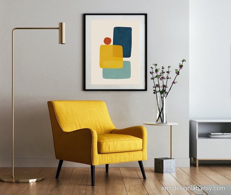 Colorful MCM Wall Art, Modern Abstract Print, Mid-century Colorful ...
