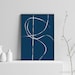 Line Art Navy Blue Print, Abstract Minimalist Wall Art Print, Line Art ...