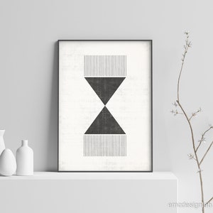 Minimalist Black & White Poster, Geometric Black White Wall Art ...