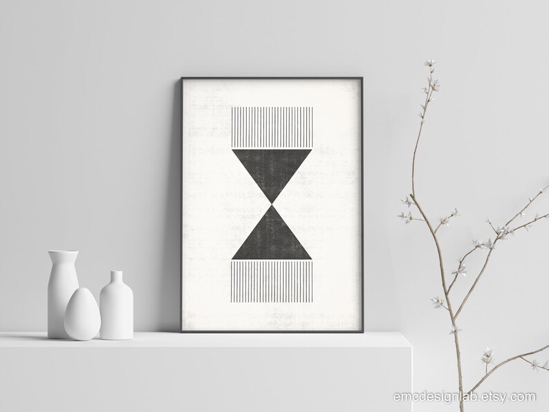 Minimalist Black & White Poster Geometric Black White Wall - Etsy