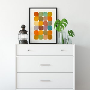 Colorful Modern Wall Art, Original Abstract MCM Print, Warm Colors Mid ...